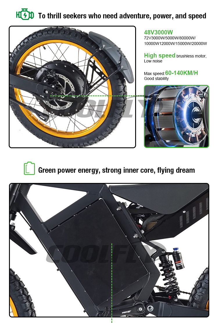 CHEETAH-AIR COOLFLY Stealth Bomber Electric Bike 72V 5000w 8000w 12000w 15kw 20kw B52 Enduro E ...