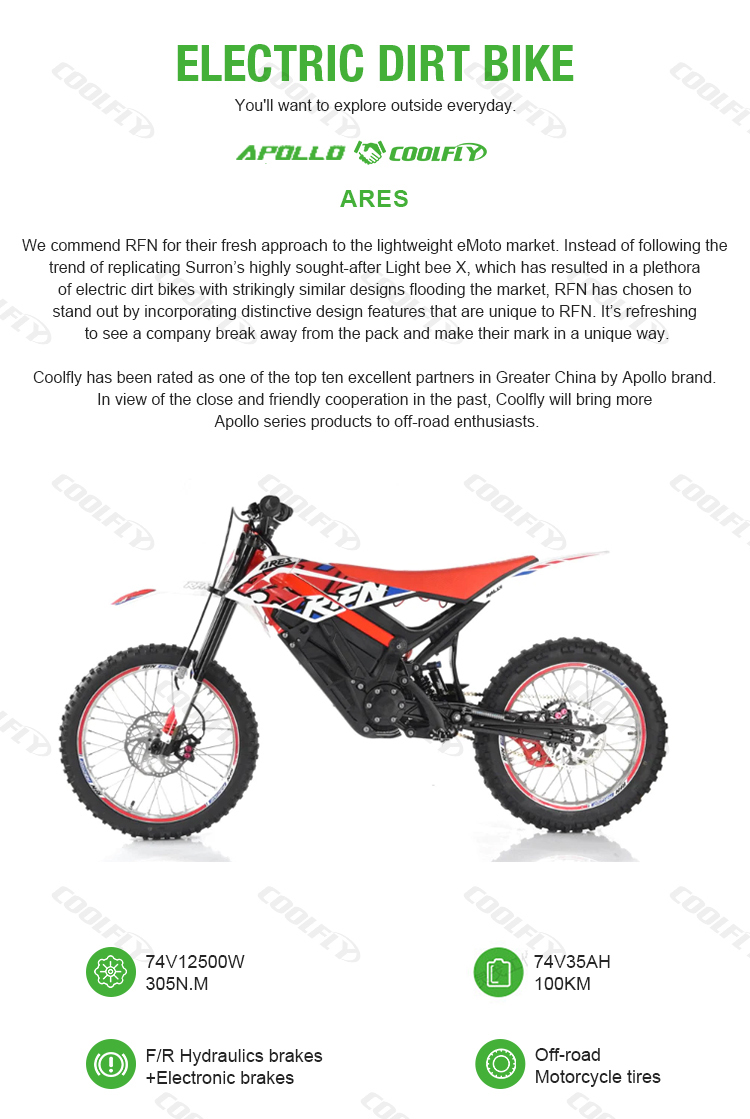 Apollo Rfn Ares Electric Motorcycle Apollo Rally Pro 74v 35ah Dirt Bike ...